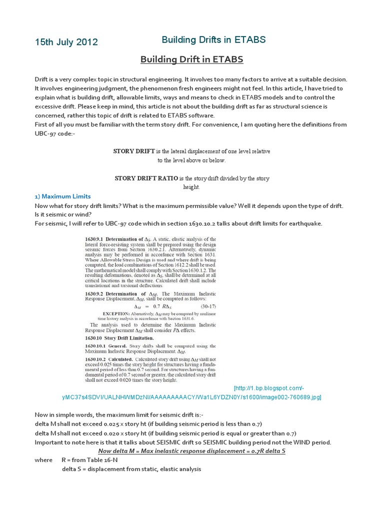 Understanding Building Drift in ETABS: Calculating Drift, Checking ...