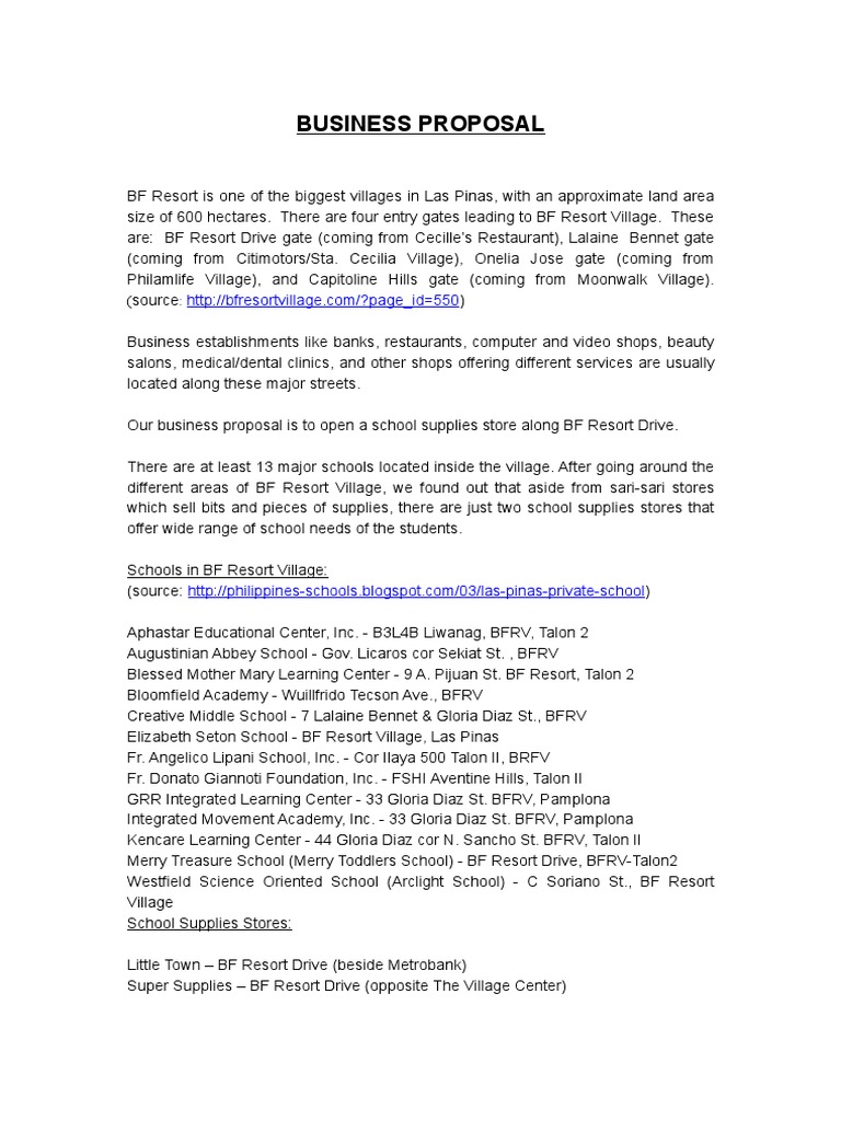 School Supplies Store Proposal in BF Resort | PDF | Foreign Language ...