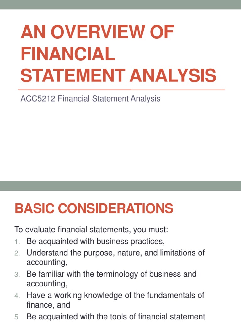 An Overview of Financial Statement Analysis | PDF | Financial Statement ...