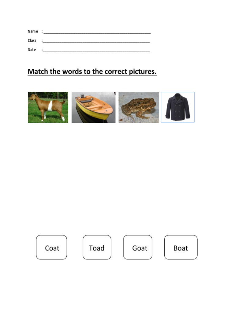 Word-Picture Matching Activity | PDF