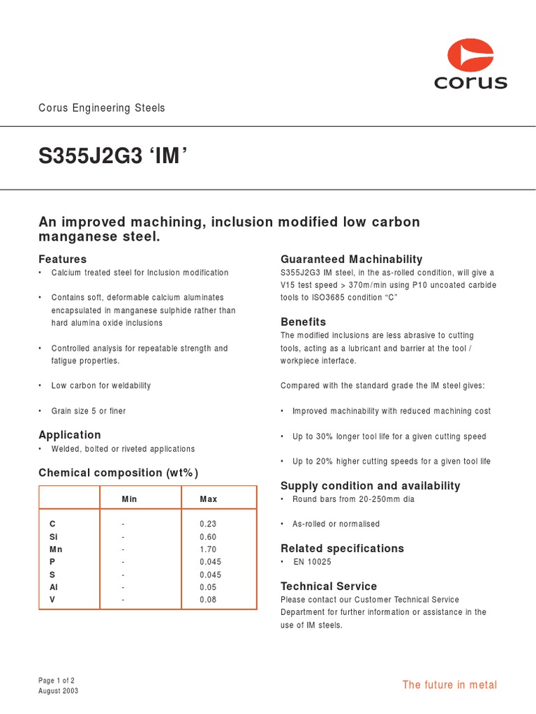 S355J2G3 | PDF | Steel | Machining