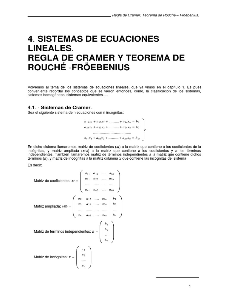 Demostración de La Regla de Cramer y El Teorema de Rouche | PDF ...