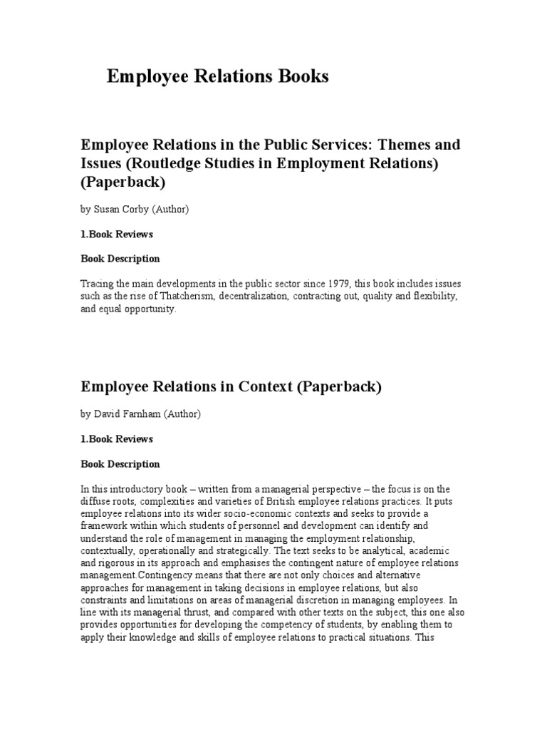 Employee Relations Books | PDF | Human Resources | Employment