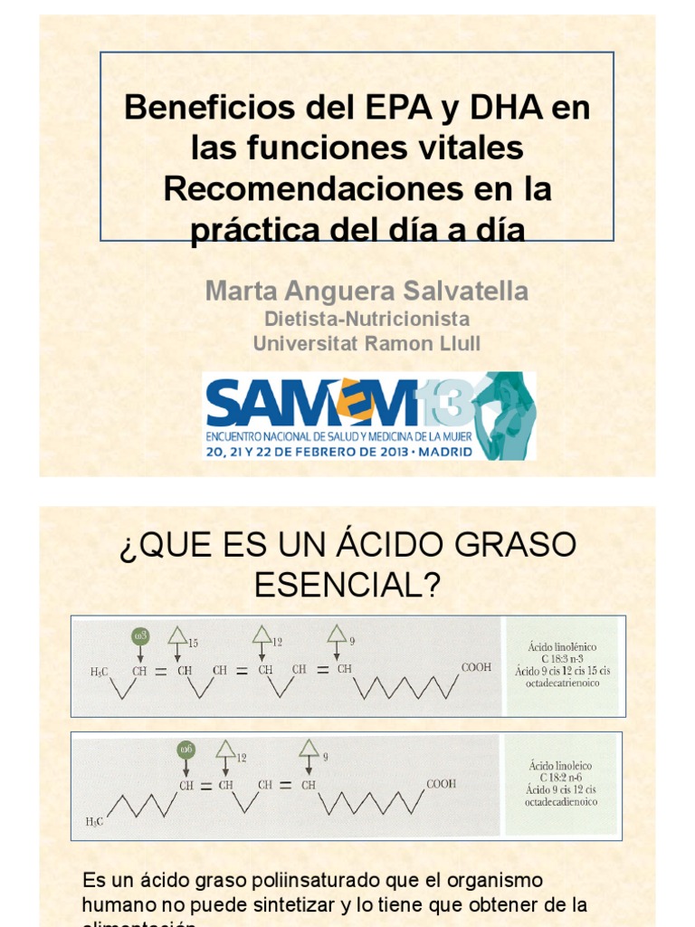 Beneficios del EPA y DHA en las funciones vitales: Recomendaciones en la práctica del día a día ...