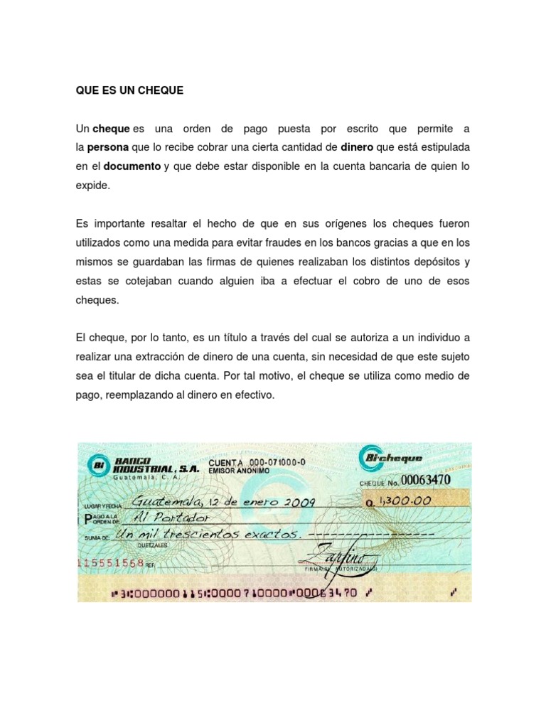 Definición de Cheque, Pagaré y Solicitud de Empleo | PDF | Cheque | Pagaré