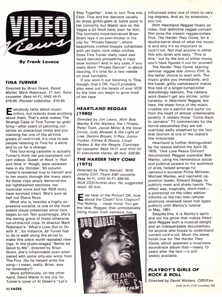 "Video Views" - Tina Turner, Judas Priest, "Heartland Reggae," "The ...