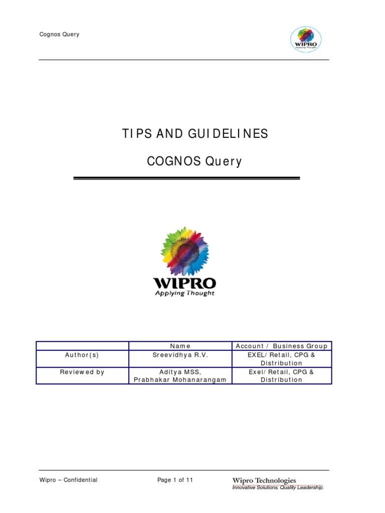 Cognos Query Tips and Guidelines | PDF | Metadata | Information Retrieval