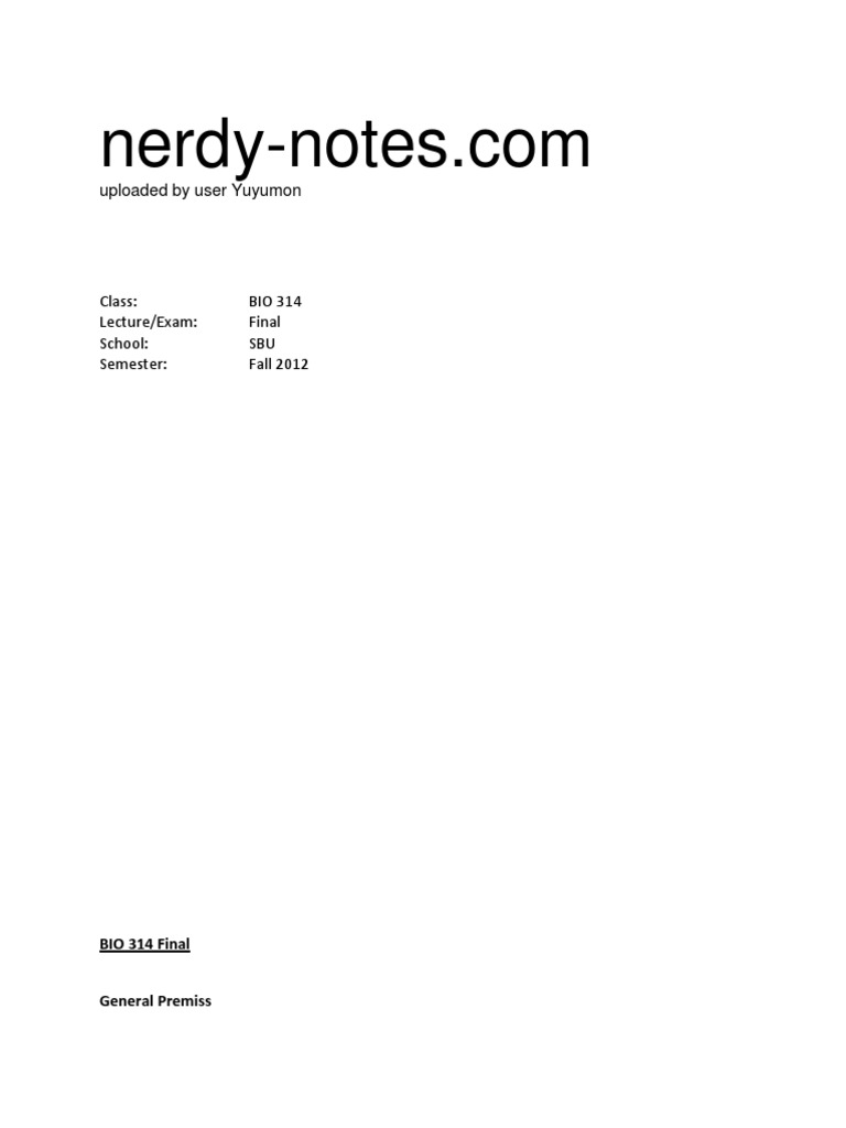 BIO 314 - Final Exam | PDF | Dna Repair | Dna