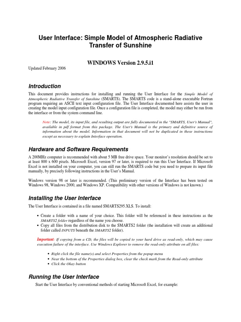 SMARTS295i1 User Interf | PDF | Microsoft Excel | Microsoft Windows