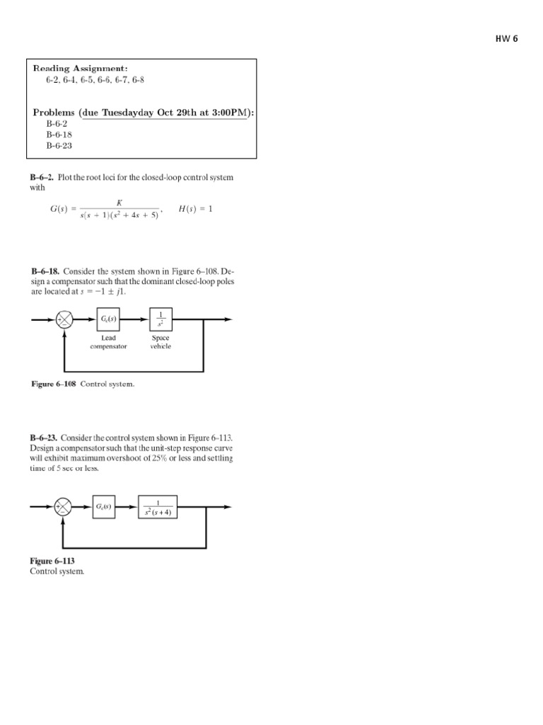 Linear Control Systems Final Exam HW Review Montage | PDF
