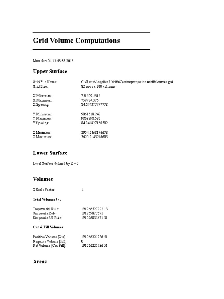 Grid Volume Computations - : Upper Surface | PDF | Teaching Methods ...