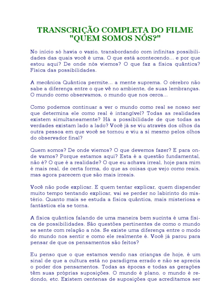 Livro Quem Somos Nós | PDF | Emoções | Pensamento