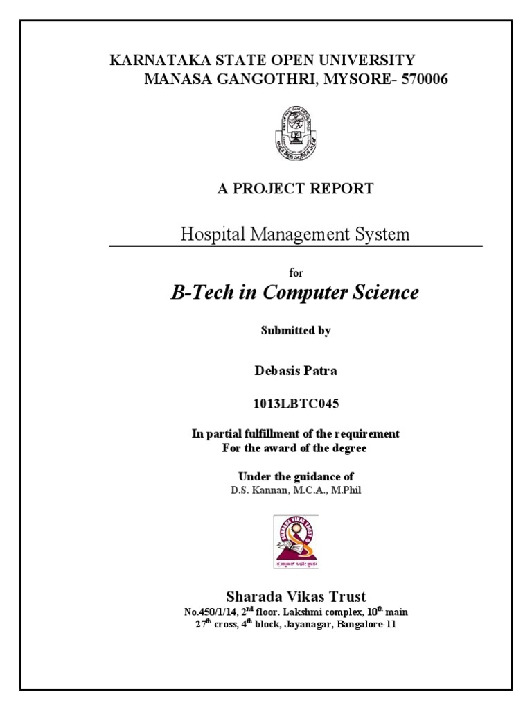 Hospital Management System Project Report | PDF | User (Computing ...