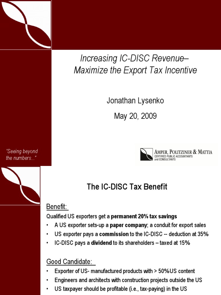 Export Tax IC DISC Revenue | PDF | Factoring (Finance) | Dividend