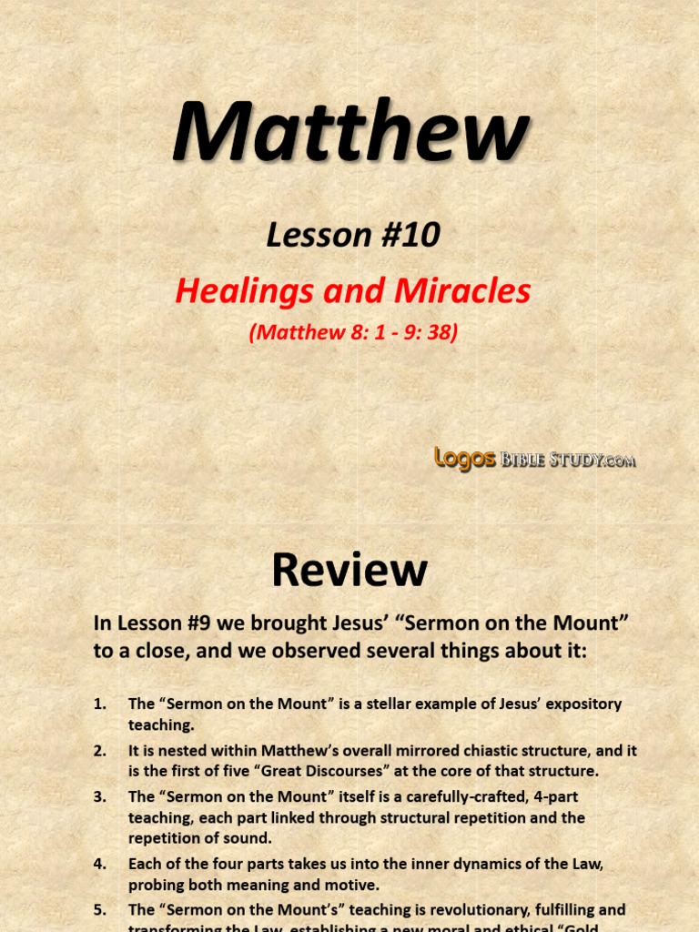Healings and Miracles | PDF | Sermon On The Mount | Gospel Of Matthew