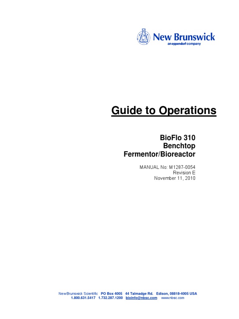Operating Manual BioFlo 310 BioFlo 310 Benchtop | PDF | Vacuum Tube ...