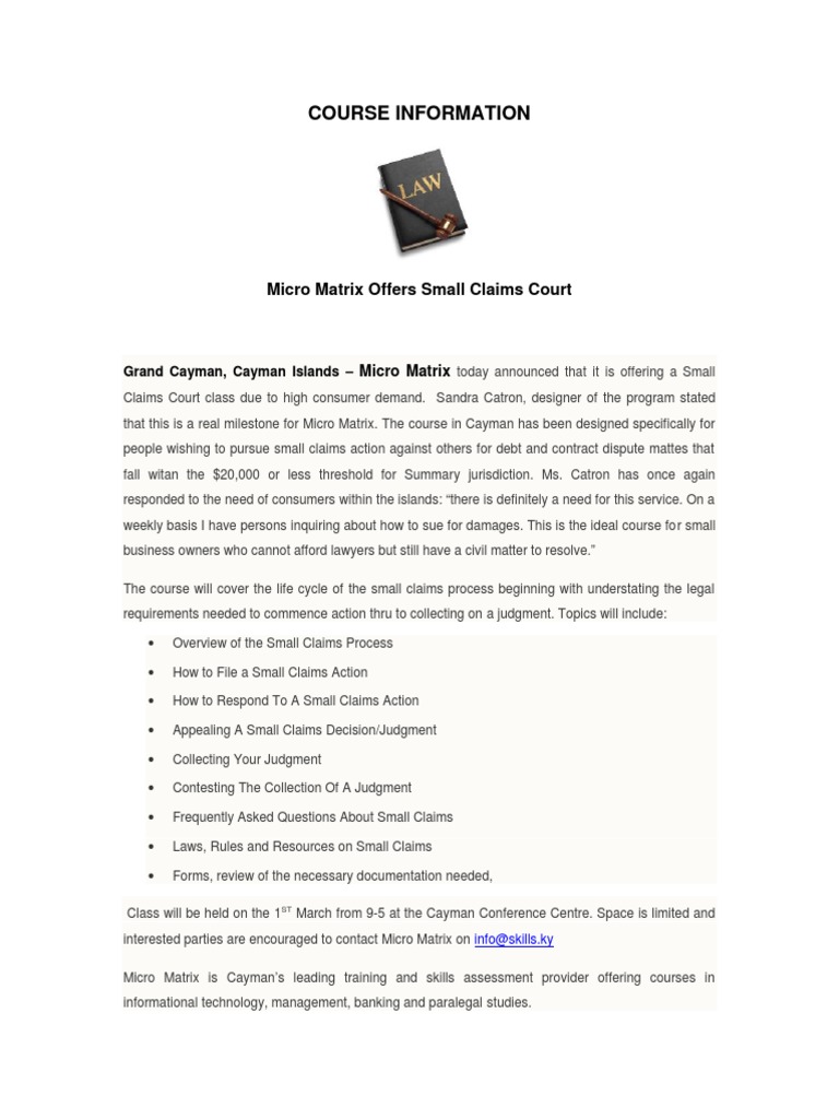 Small Claims Court Outline | PDF