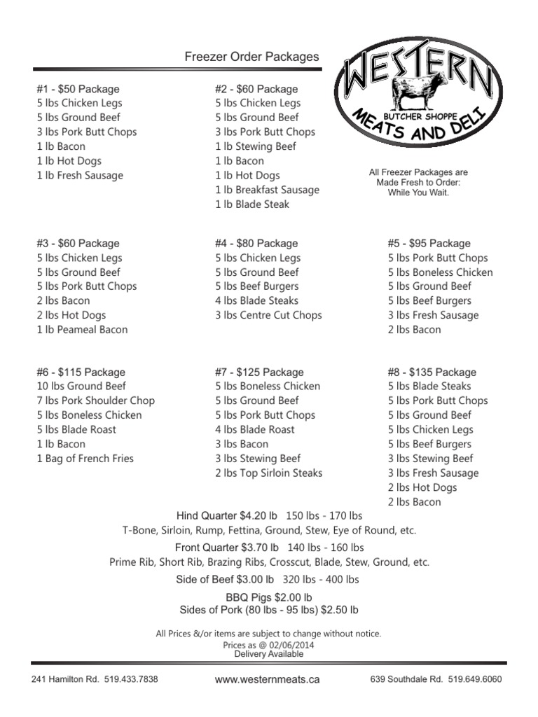 Western Meats Freezer Package | PDF | Cooking, Food & Wine