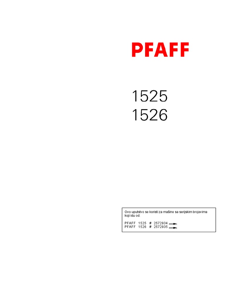 Uputstvo PFAFF 1525-1526 | PDF