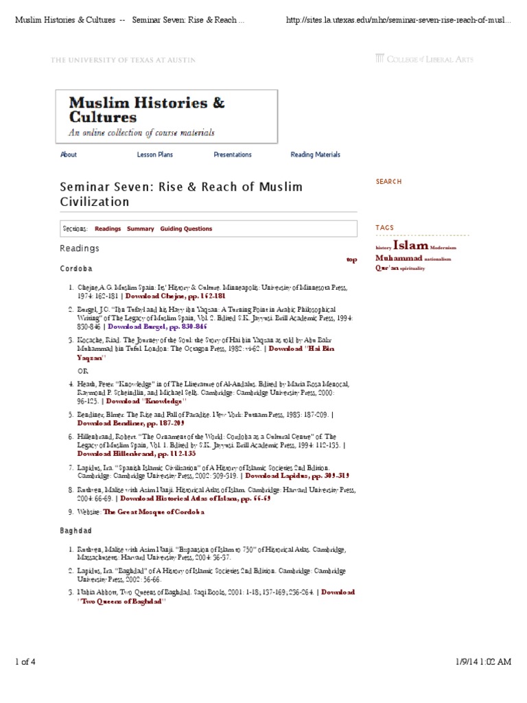 Muslim Histories & Cultures - Seminar Seven: Rise & Reach of Muslim ...