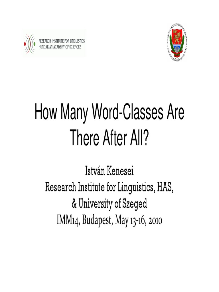 Word Classes | PDF | Part Of Speech | Morphology (Linguistics)