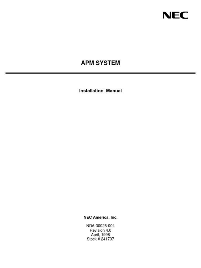 NEC Application Manager APM System Installation Manual | PDF | Bios ...