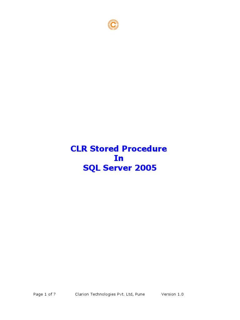 CLR Stored Procedure in SQL Server 2005 | PDF | Business