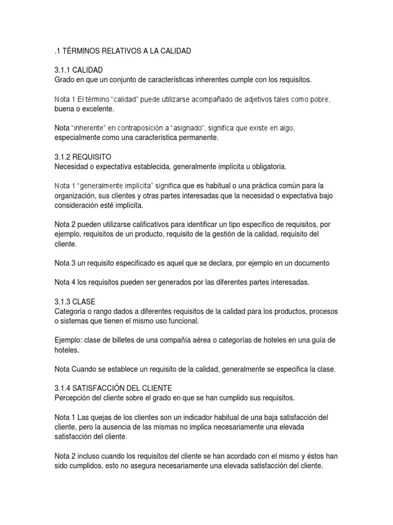 1 TÉRMINOS RELATIVOS A LA CALIDAD | PDF | Gestión de la calidad ...