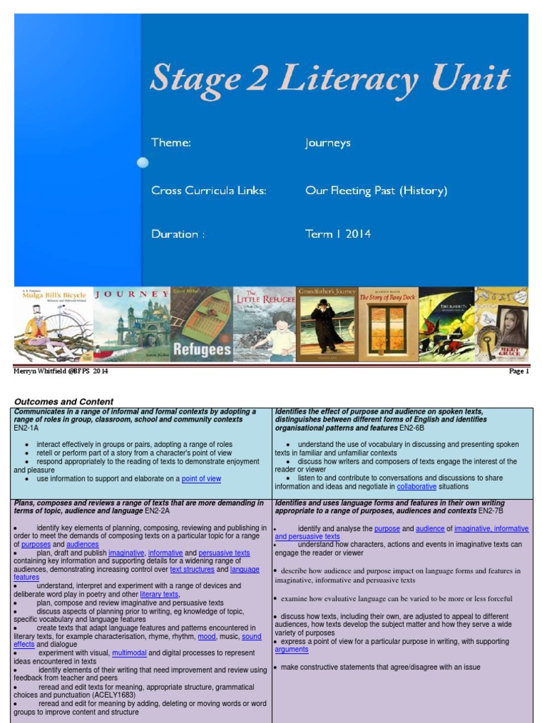 Stage 2 Literacy Unit JOURNEYS | PDF | Educational Technology | Narrative