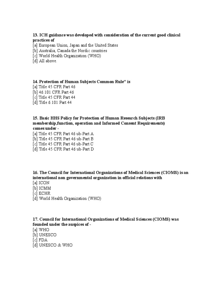 Clinical Trials Multiple Choice Questions | PDF