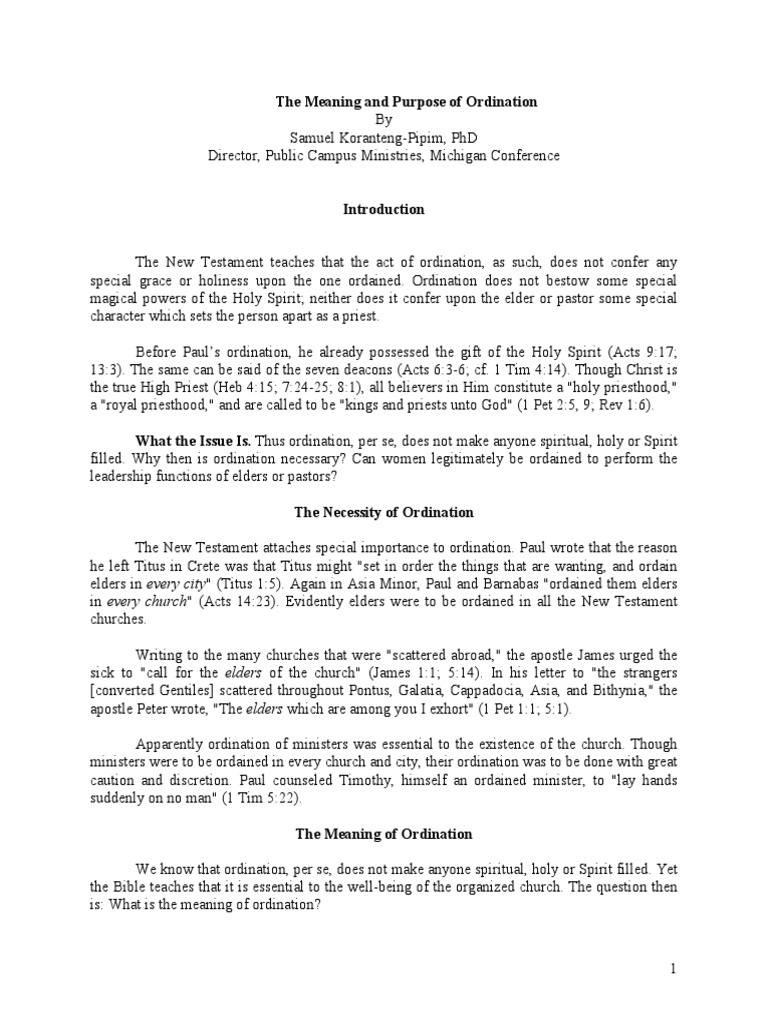 Meaning of Ordination | Elder (Christianity) | Ordination