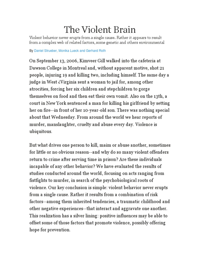 The Violent Brain | PDF | Psychopathy | Aggression