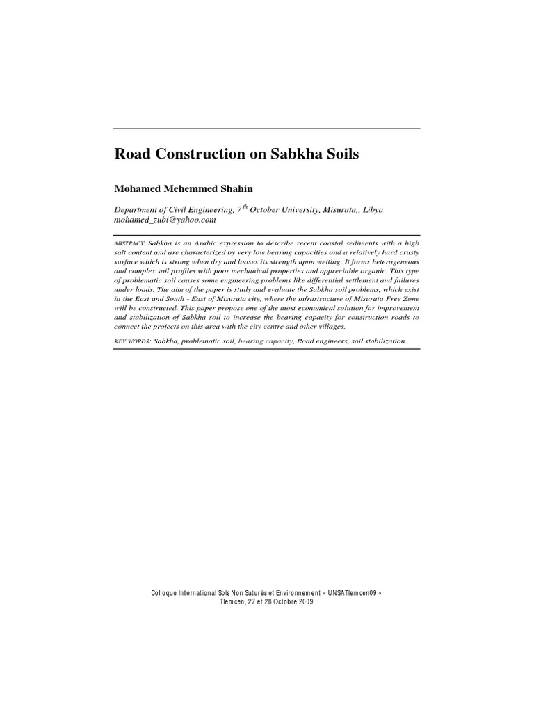 Road Construction on Sabkha Soils | PDF | Soil | Geotechnical Engineering