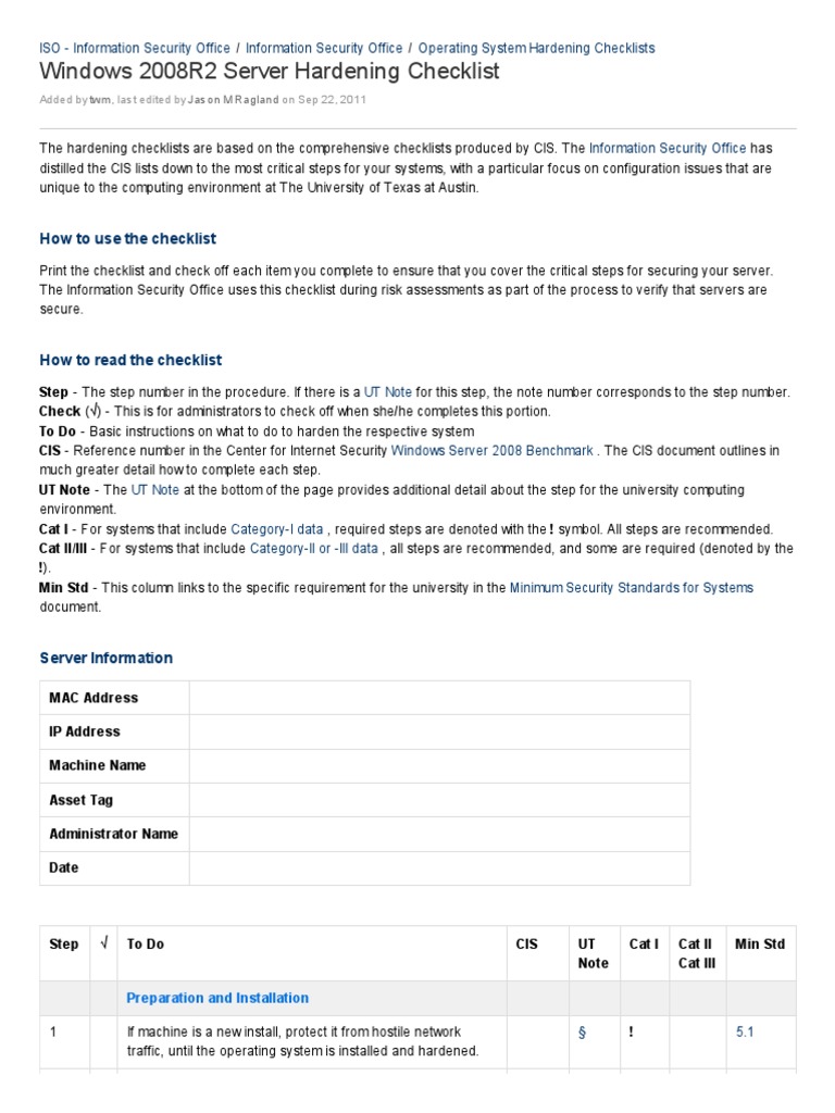 Windows 2008R2 Server Hardening Checklist | PDF | Spyware | Windows ...