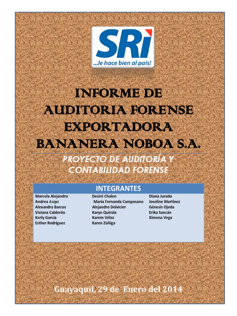 Exportadora Bananera Noboa S.A. Informe | PDF | Impuestos | Contabilidad