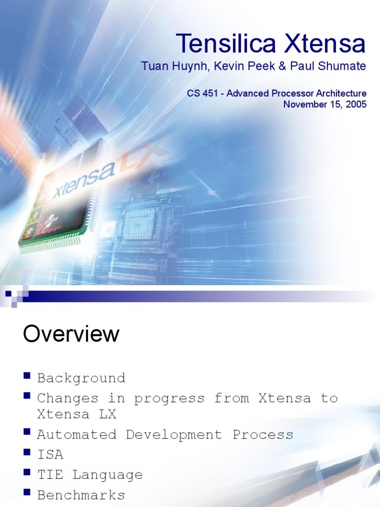 Xtensa Pdf Instruction Set Central Processing Unit