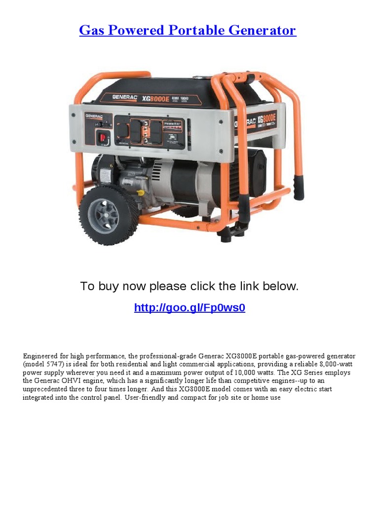 Generac XG8000E Portable Generator Review | PDF | Computers