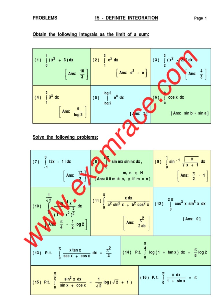 Mathematics Definite Integration | PDF