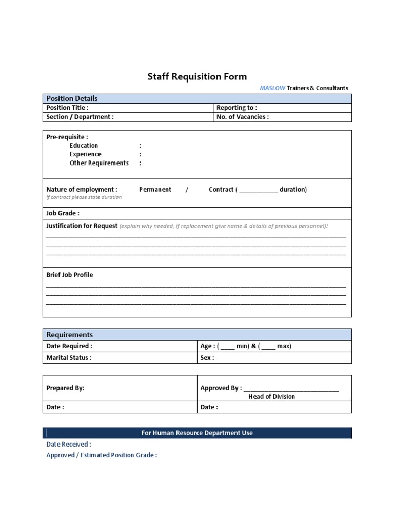 Staff Requisition Form | PDF