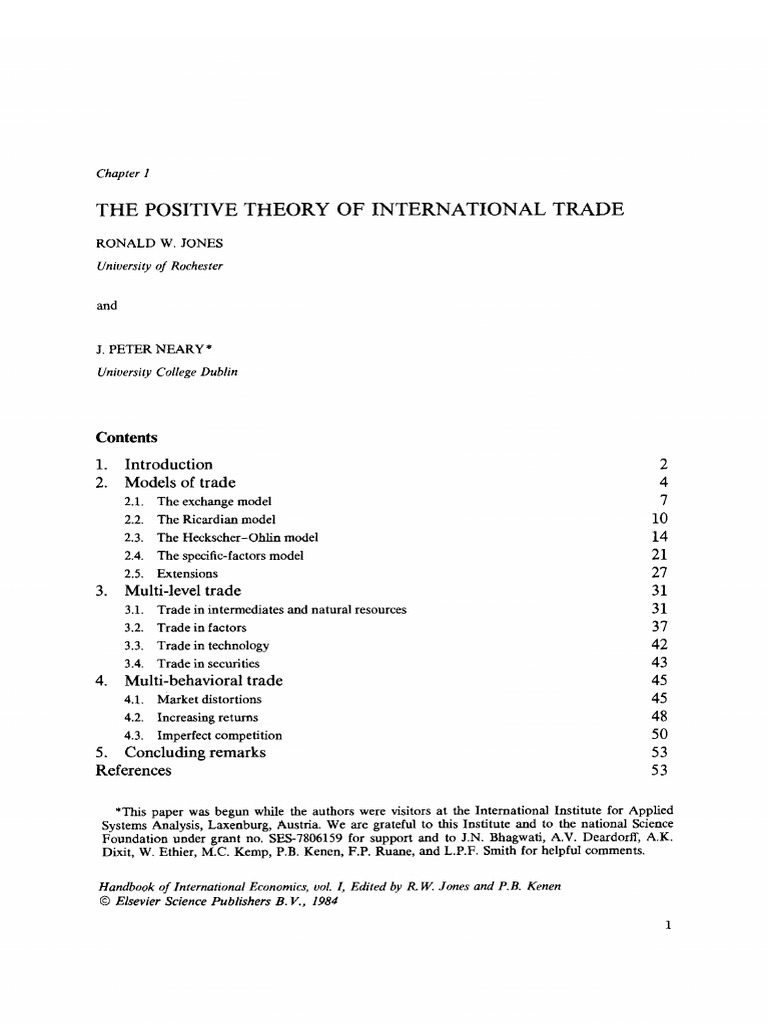 Overview of Positive Trade Theory | PDF | Comparative Advantage ...