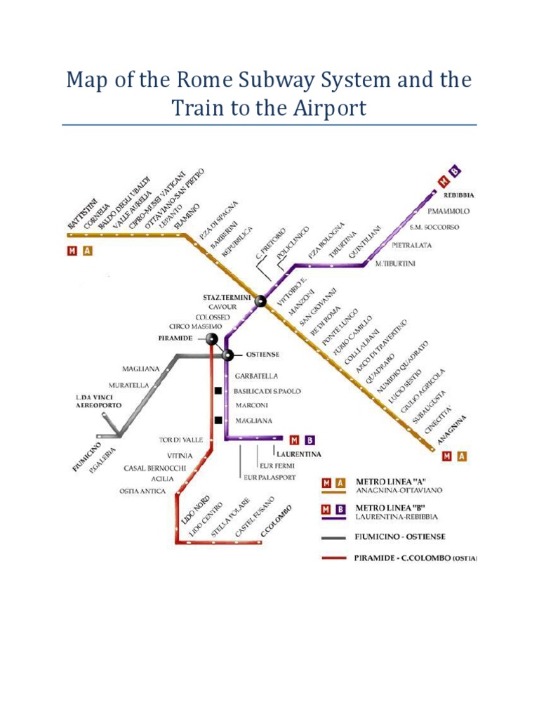 Map of The Rome Subway System and The Train To The Airport | PDF | Rail ...