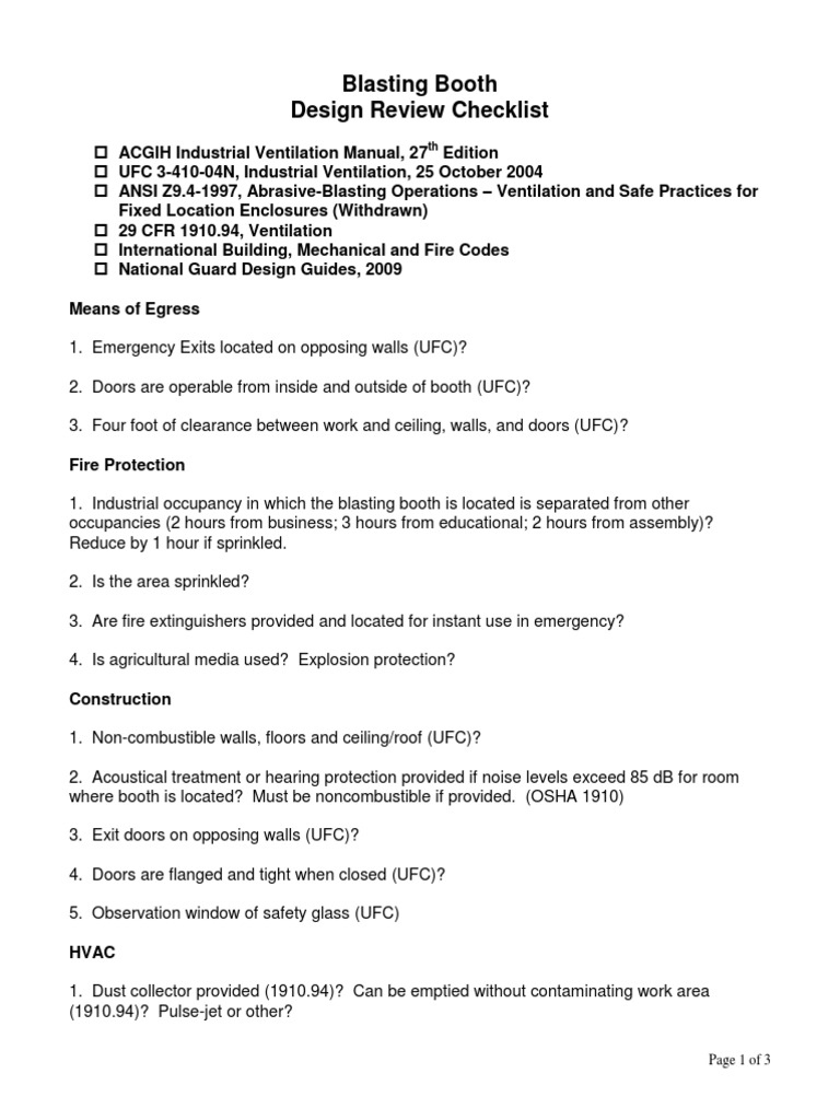 ACGIH - Abrasive Blasting Operations Design Review Checklist Feb 2012 ...