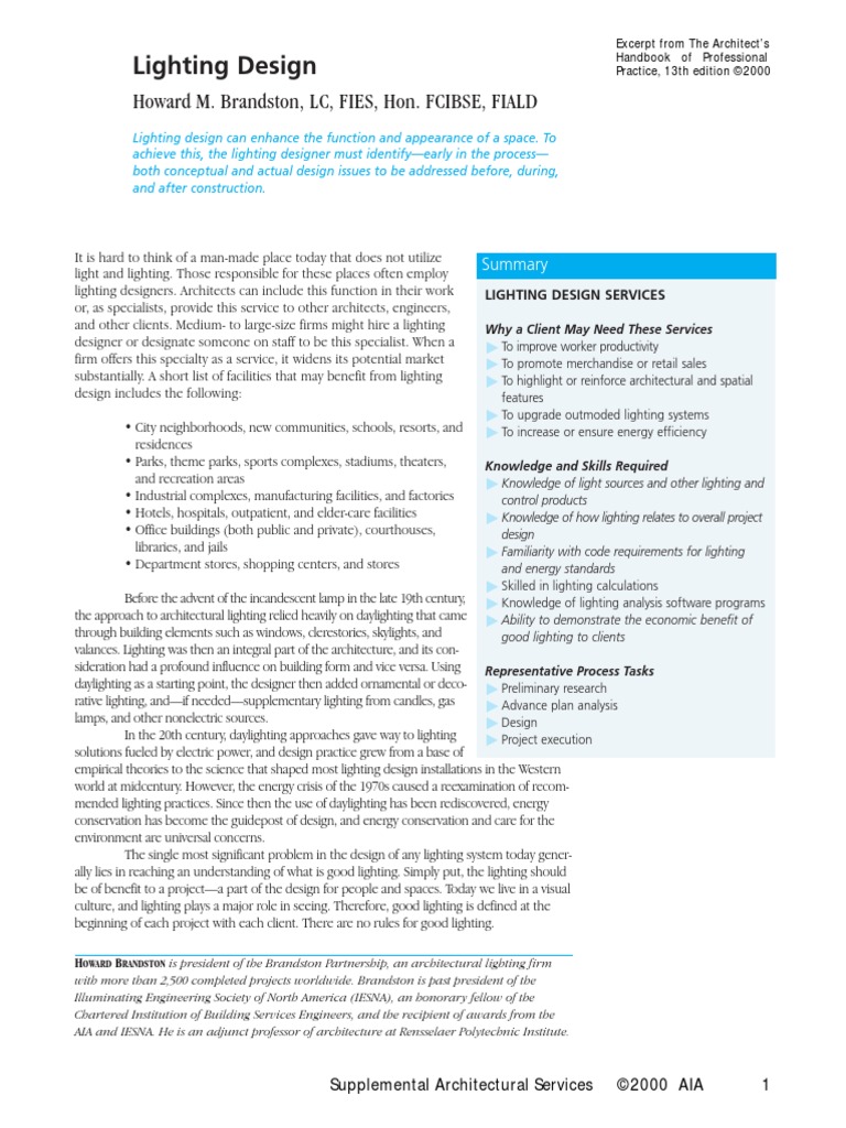 Lighting Design | PDF