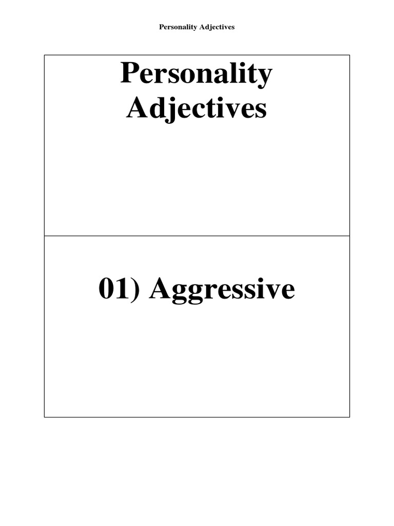 Personality Adjectives Flashcards | PDF