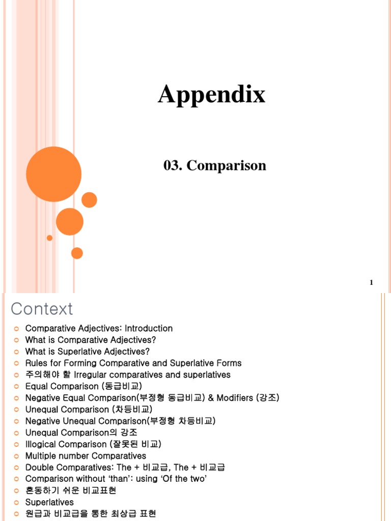 Understanding - Appendix III - Comparisions | PDF | Adjective | Morphology