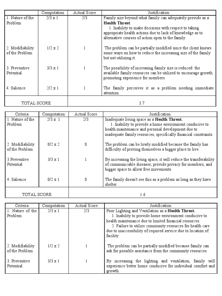 Family Nursing Problem Prioritization | PDF | Resource | Preventive ...