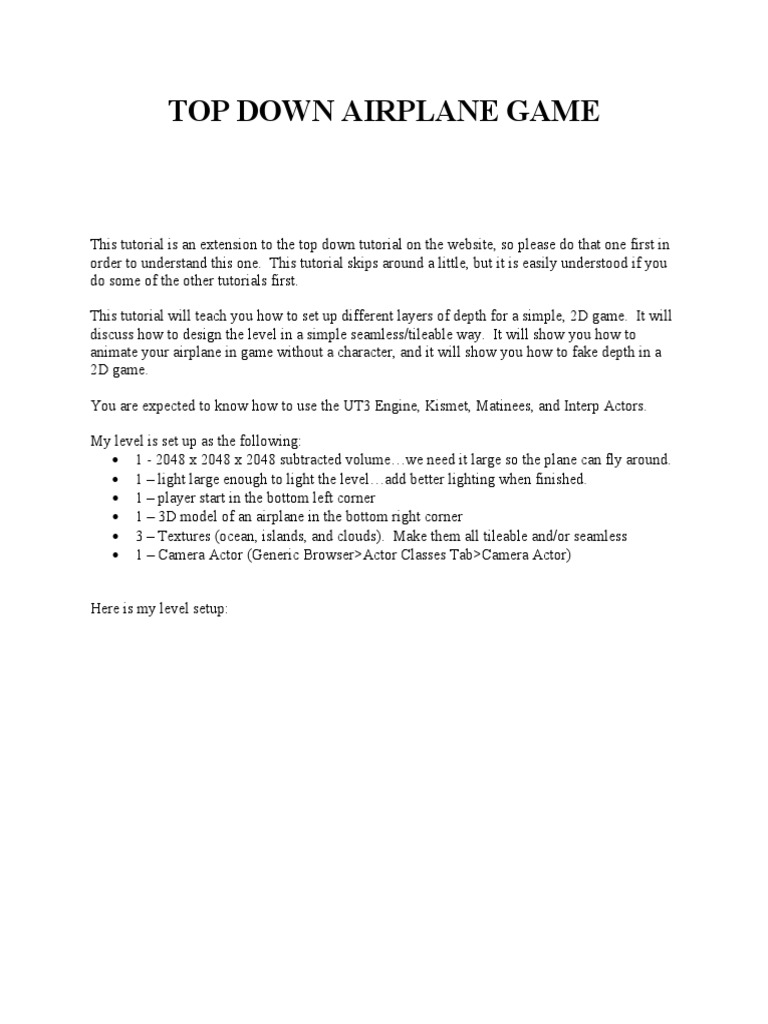 Top Down Airplane Game | PDF | Texture Mapping