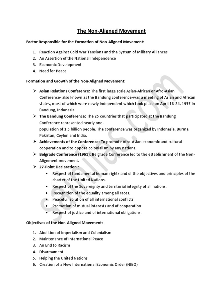 The Non-Aligned Movement | PDF