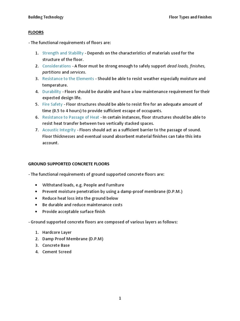 Building Technology - Floors | PDF | Concrete | Flooring