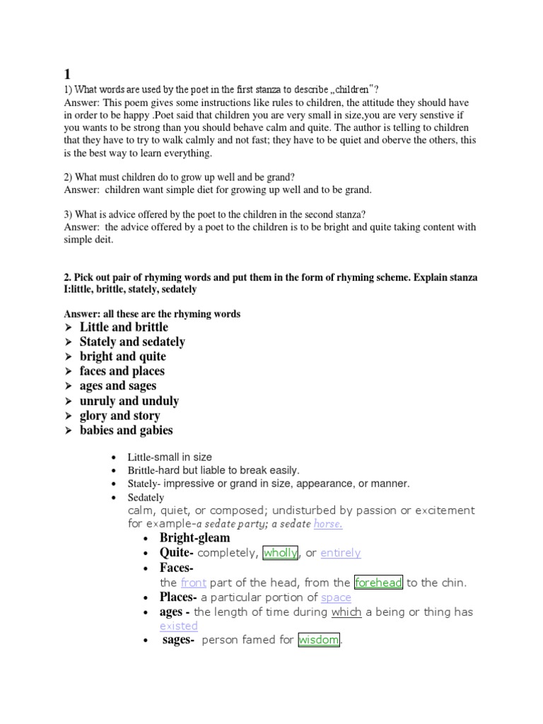 Solve Poem Comprehension | PDF | Watch | Poetry